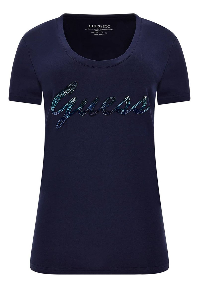 Guess FRONTLOGO STRASS - T-Shirt print - blau - Zalando.de