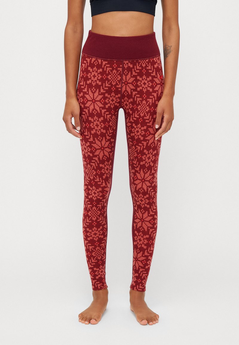 Kari Traa EDITH PANTS - Leggings - Stockings - burgundy red/red ...