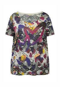 MIAMODA HALF-SLEEVE CREW NECK ALL-OVER - T-shirt print - multi/zwart ...