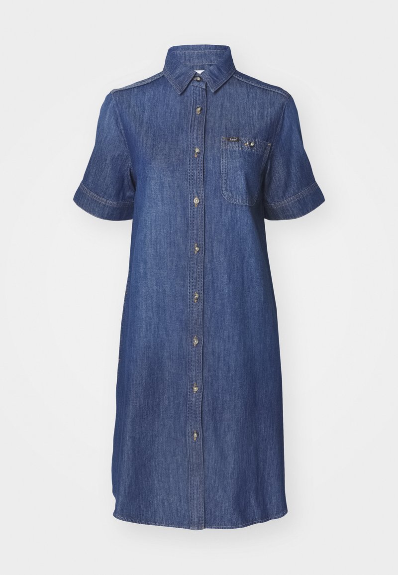 Lee ALL PURPOSE A LINE DRESS - Skjortekjole - fast talk/blå denim ...