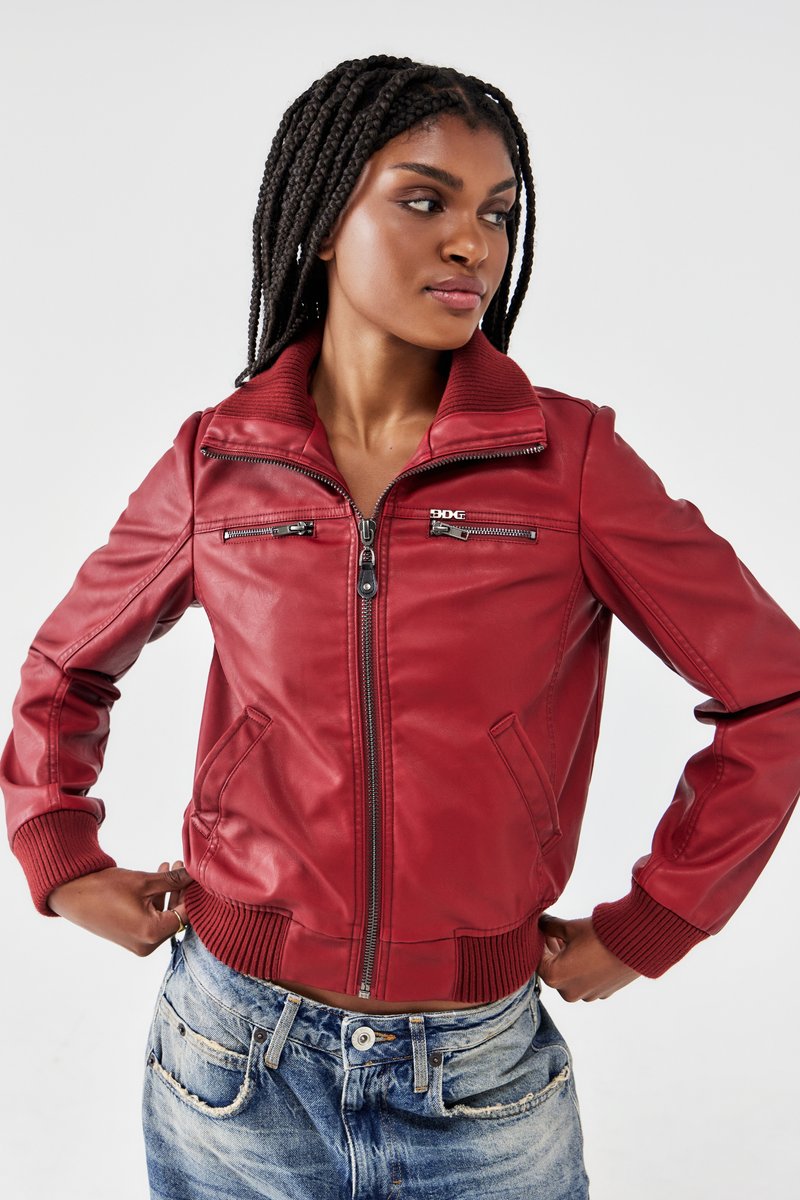 BDG Urban Outfitters SHRUNKEN - Imitert skinnjakke - red/rød - Zalando.no