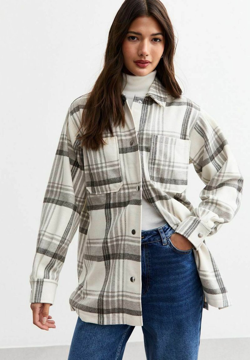 New Look CHECK - Short coat - light grey - Zalando