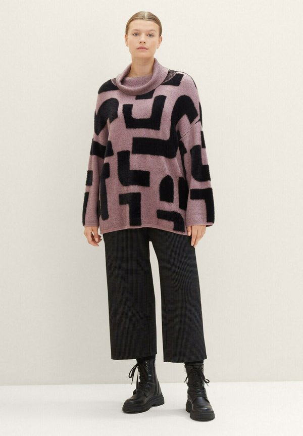 TOM TAILOR Broek - grey black tiny ck check/zwart - Zalando.nl