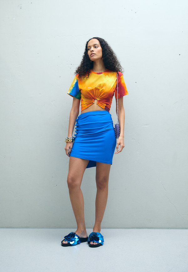 Rabanne SKIRT DRAPED PRESSION - Mini skirts - bright blue/blå - Zalando.dk