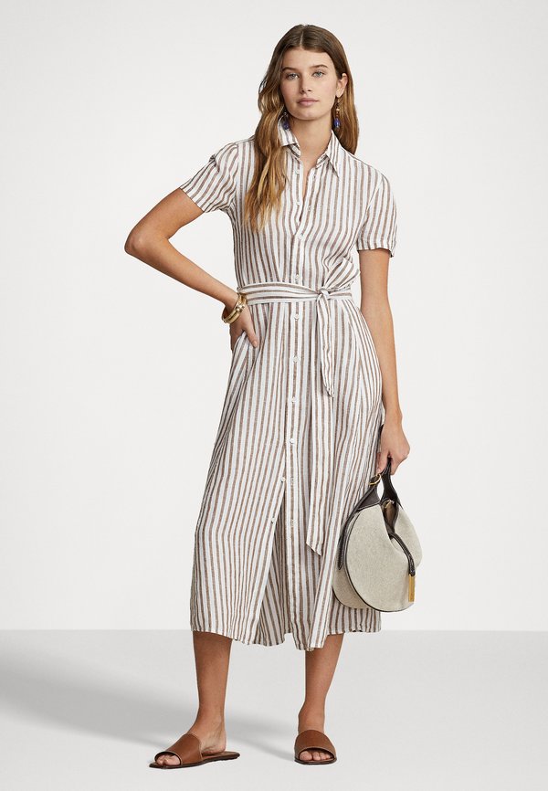 Polo Ralph Lauren ELA LONG SLEEVE DAY DRESS - Blusenkleid - navy/white ...