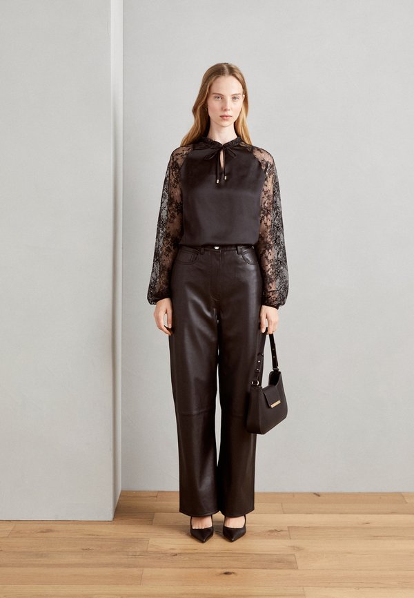 ONLY ONLMADISON WIDE FAUX PANT - Stoffhose - black/schwarz - Zalando.ch