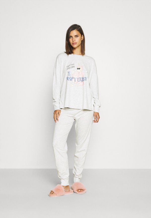 Anna Field 3 PIECE JERSEY LOUNGE SET - Pyjama - mottled light grey ...