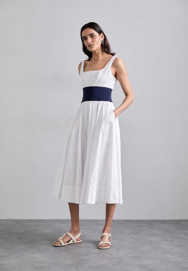 STAUD RIG DRESS - Rochie de zi - white/navy/alb - Zalando.ro
