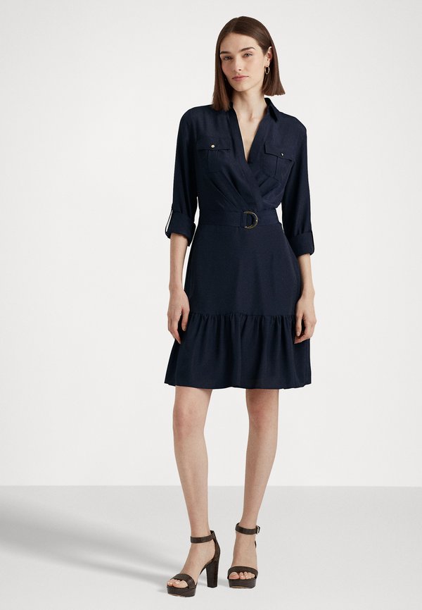 Polo Ralph Lauren COLLAR SHORT SLEEVE DAY DRESS - Strickkleid - hunter navy/blau - Zalando.de