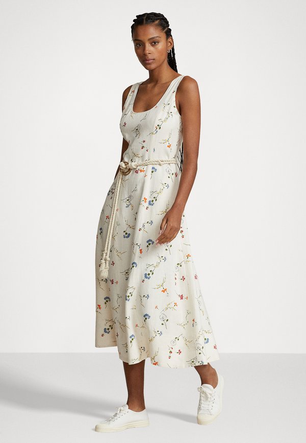 Polo Ralph Lauren SLEEVELESS DAY DRESS - Freizeitkleid - white/blue/blau - Zalando.at