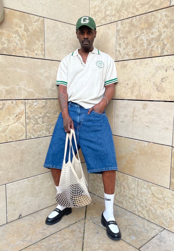 Carhartt WIP BRANDON - Denim shorts - blue stone washed/stone blue ...