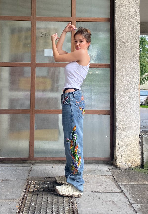 Ed Hardy BORN-WILD BOYFRIEND - Relaxed fit -farkut - bleach/valkaistu ...