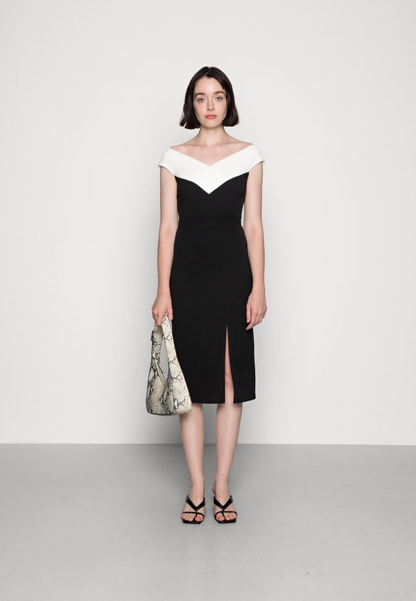 WAL G. V NECK RUFFLE SLEEVE MIDI DRESS - Kokteilikleit/peokleit - black ...