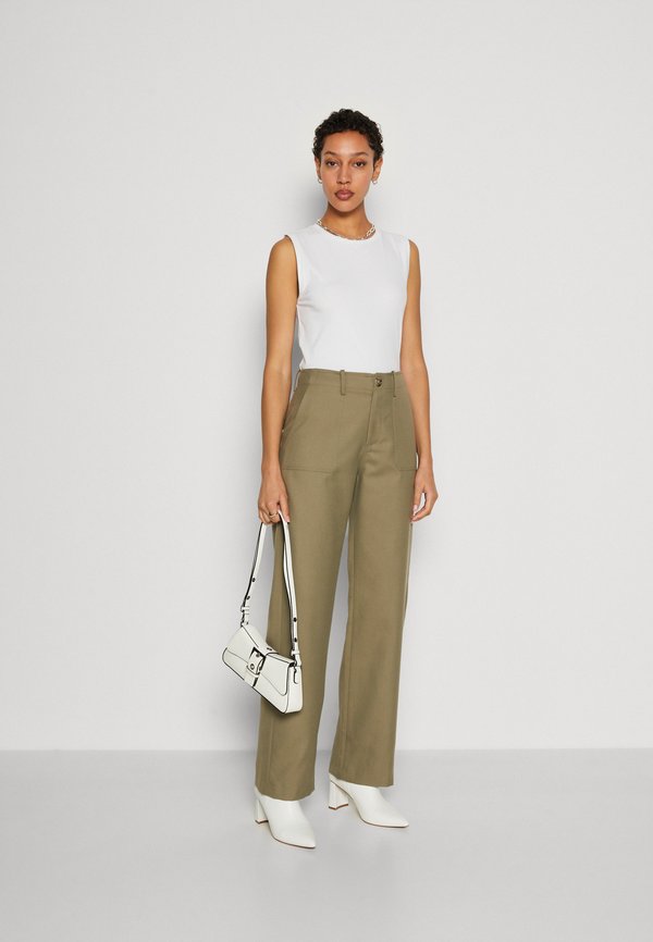 NA-KD Spodnie materiałowe/brązowy - Zalando.pl