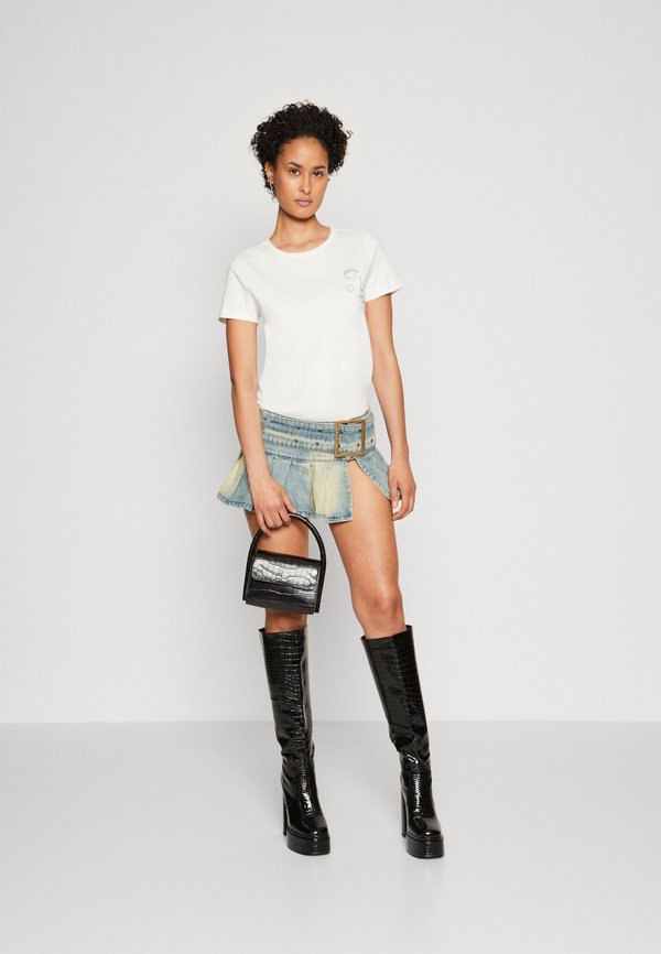 Jaded London Cut Off Mini Skirt With Belt Detail Mini Skirt Denimblue Uk