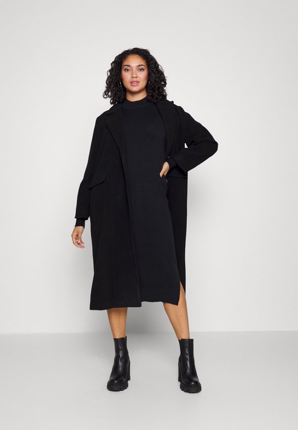 YAS MIDI ROLLNECK S NOOS - Stickad klänning - birch/offwhite - Zalando.se