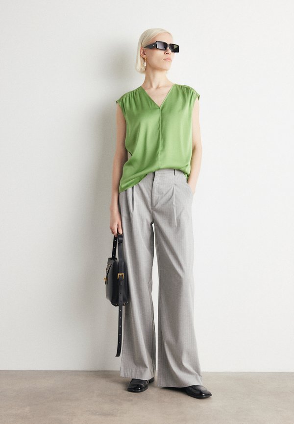 VILA VIDULA PANTS - Broek - dark grey melange/donkergrijs gemêleerd ...