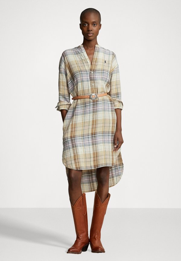 Polo Ralph Lauren ELA LONG SLEEVE DAY DRESS - Shirt dress - navy/white ...