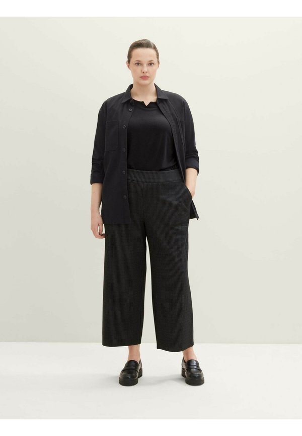 TOM TAILOR Broek - grey black tiny ck check/zwart - Zalando.nl